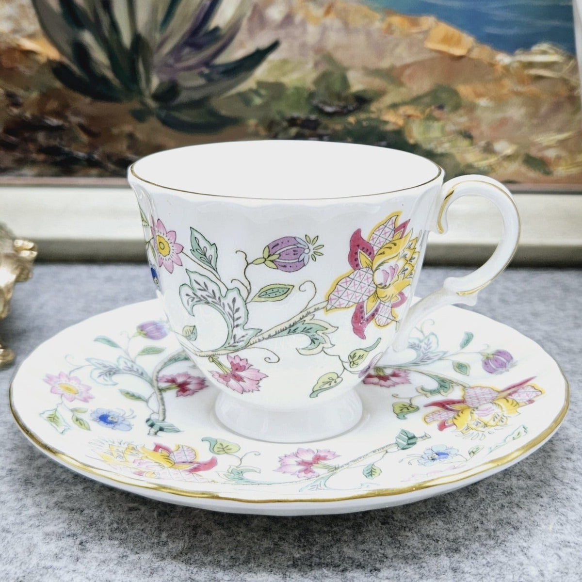 Įvairiaspalvis "Minton 1793 Bone China Made in England" kavos puodelis ...