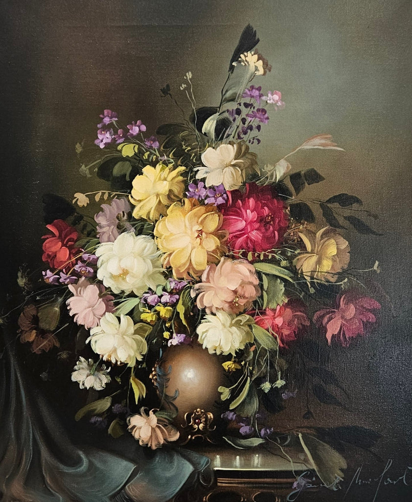 Nuostabus Gerhard MERFORT tapytas paveikslas "Senovinė puokštė" (1927 ...